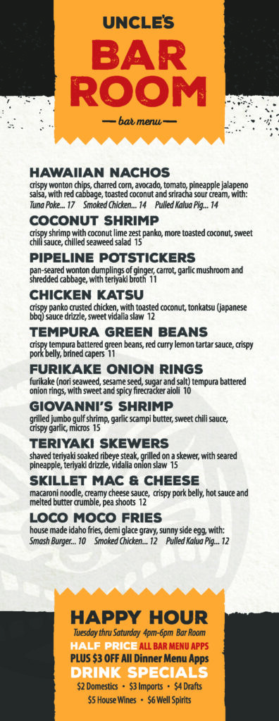 All Our Menus - Uncle's