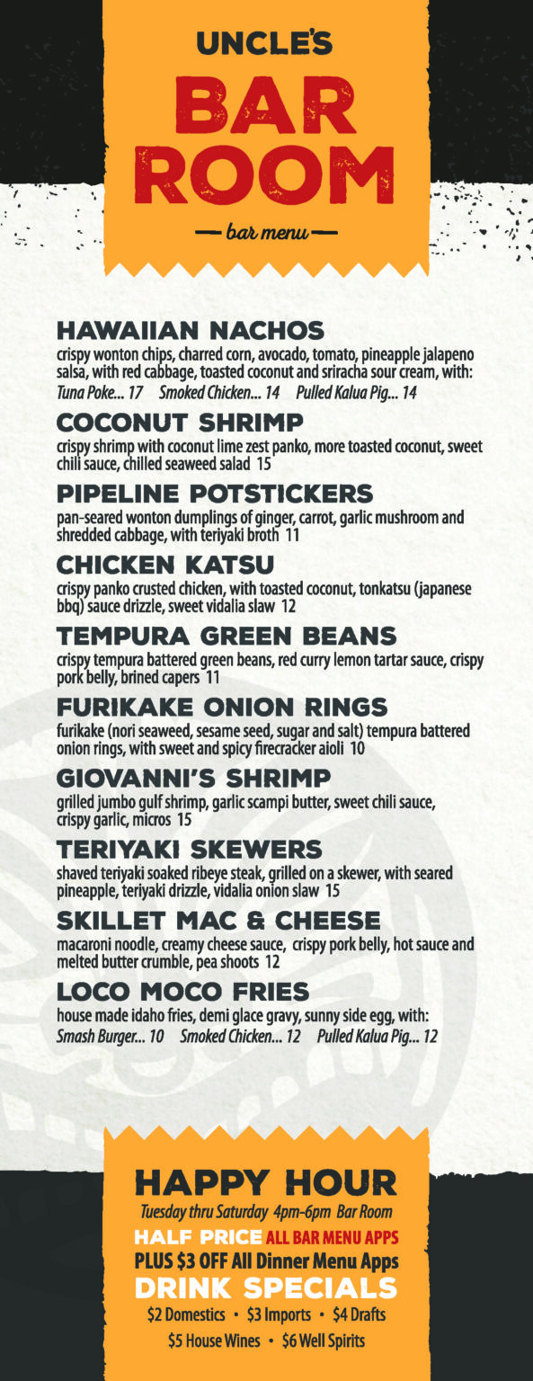 All Our Menus - Uncle's