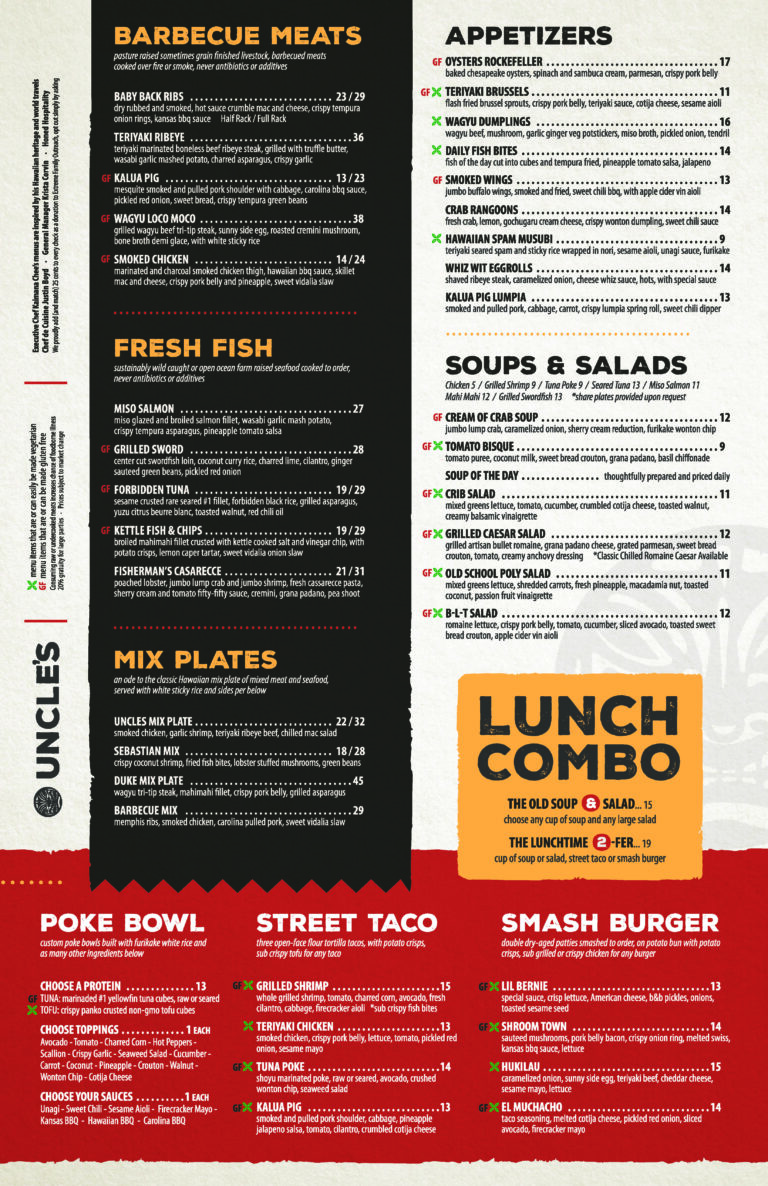 All Our Menus - Uncle's